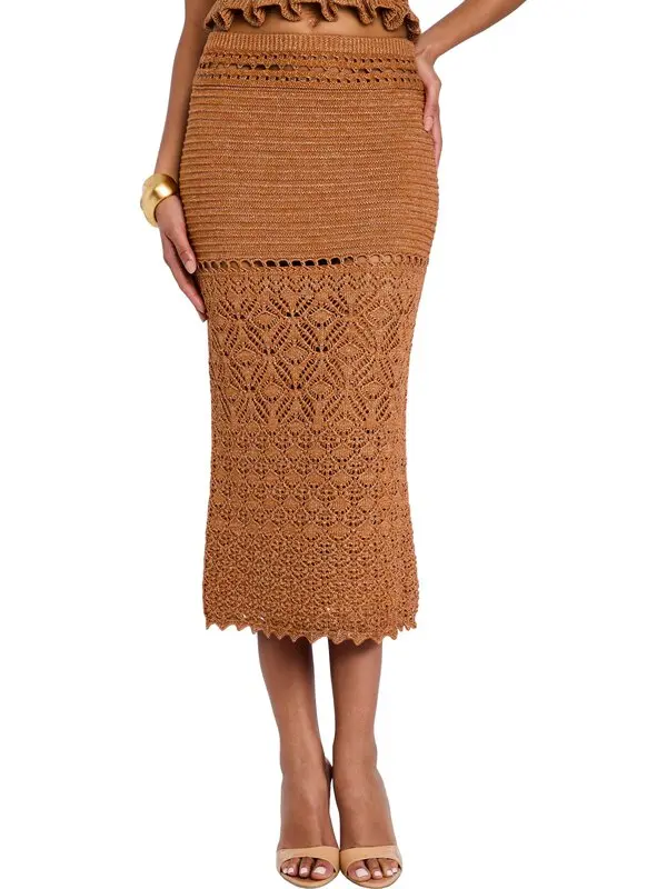 Retrofete Leony Crochet Midi Skirt - Metallic Rust