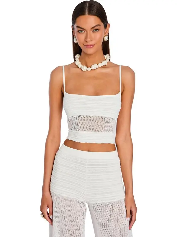 Retrofete Lesli Ruffle Pointelle Cami - White