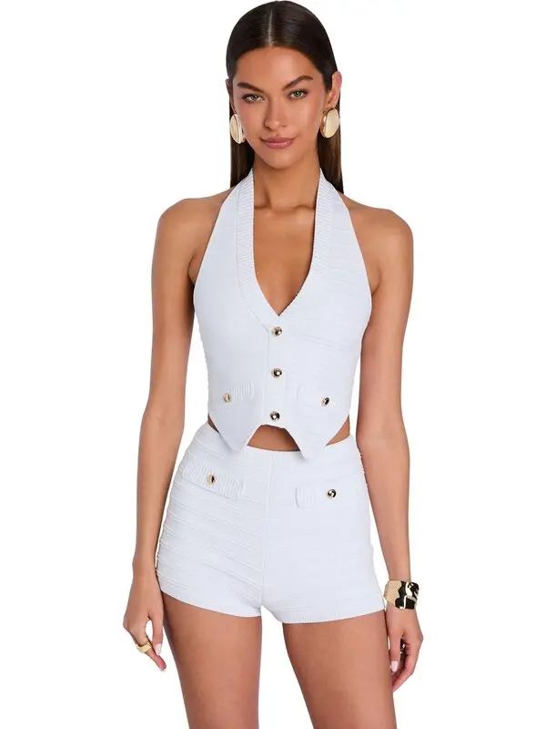 Retrofete Tinsley Bandage Knit Vest - Metallic White