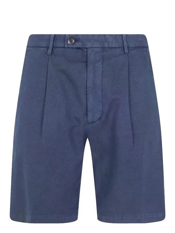 MICHAEL COAL Pleated Linen Twill Shorts - Blue