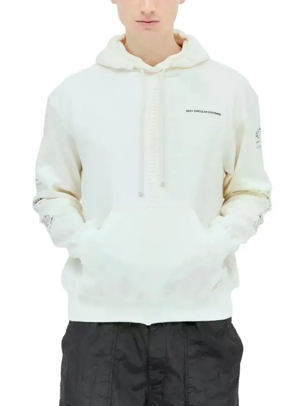 SPACE AVAILABLE Circular Artisan Hooded Printed Sweatshirt - Neutrals