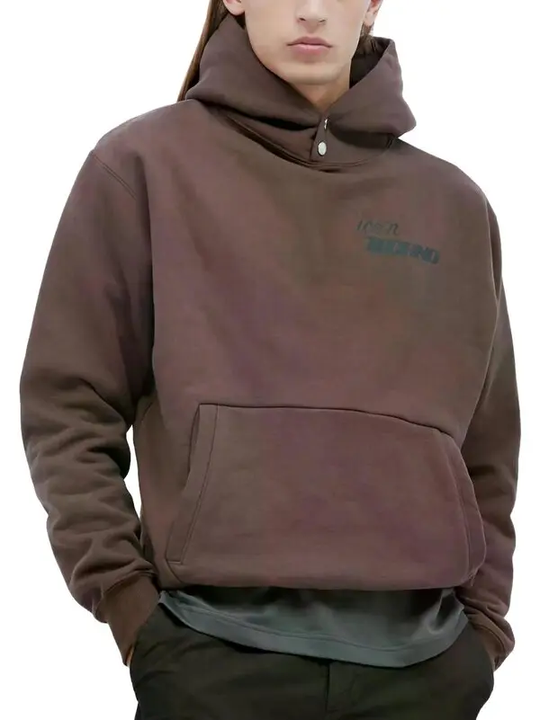 ICE & TECHNO Logo Print Hoodie - Brown