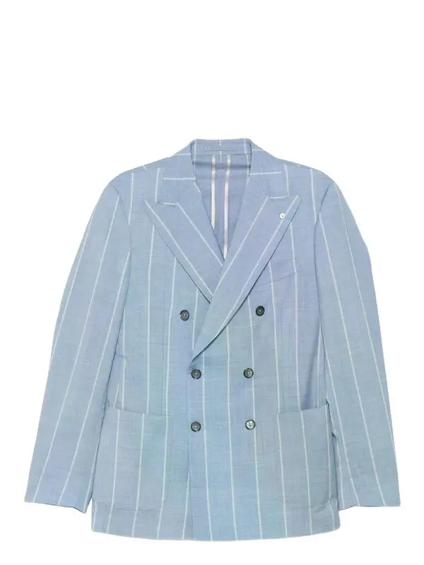 LUIGI BIANCHI MANTOVA Pinstripe Double-breasted Suit - Blue