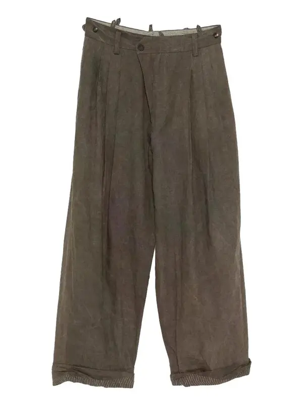 ZIGGY CHEN Pleated Wide-leg Trousers - Brown