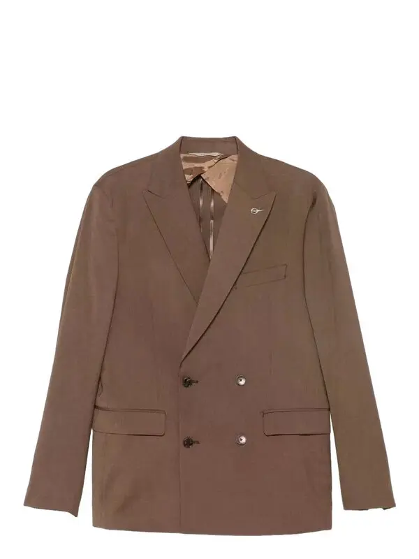 PAOLONI Double-breasted Peaked-lapel Suit - Brown