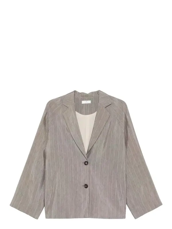 PANICALE Pinstripe Notched Lapel Blazer - Grey