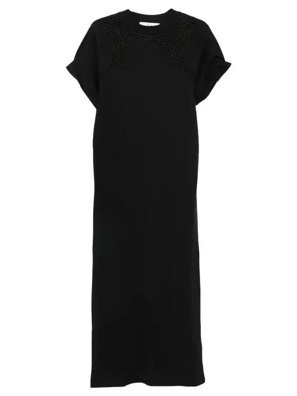 TELA Midi Dress With Eyelet Embellishment - Black