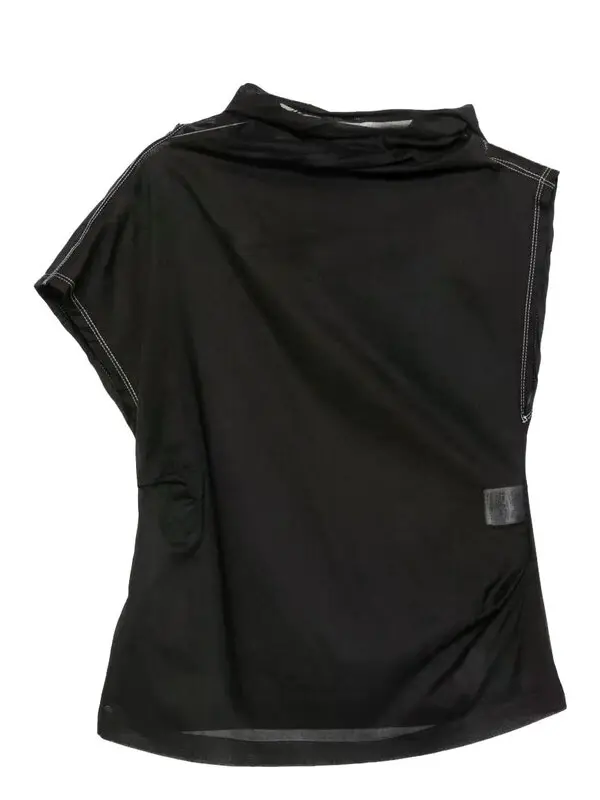 TELA Sleeveless Contrast Stitch Top - Black