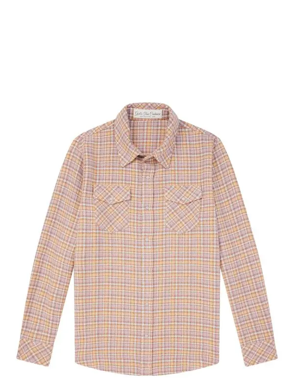 GOD'S TRUE CASHMERE Midnight Rose Checked Cashmere Shirt - Orange