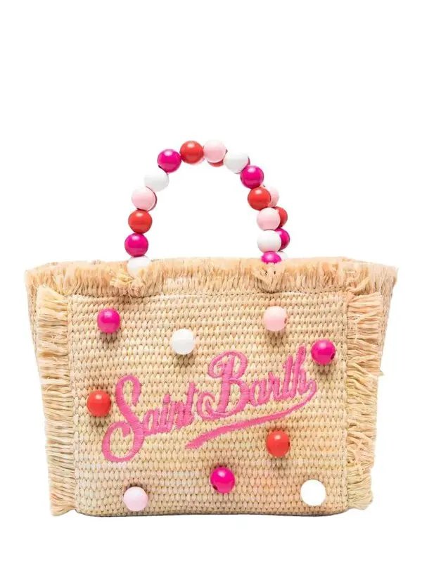MC2 SAINT BARTH Beaded Straw Tote Bag - Neutrals