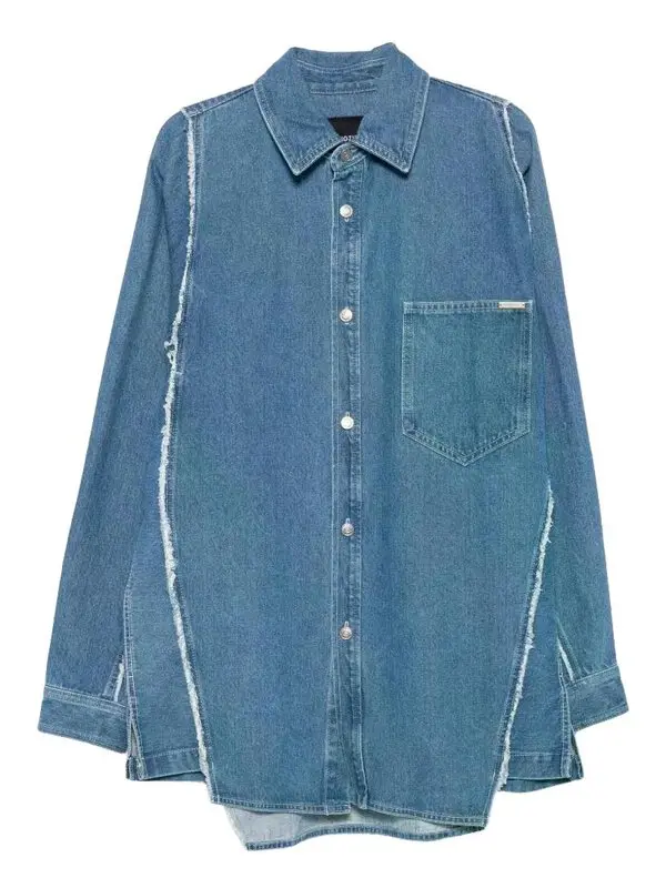 SONGZIO Raw-edge Embroidered Shirt - Blue