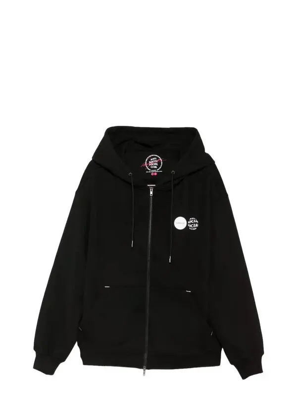 ANTI SOCIAL SOCIAL CLUB Logo Print Zip-up Hoodie - Black