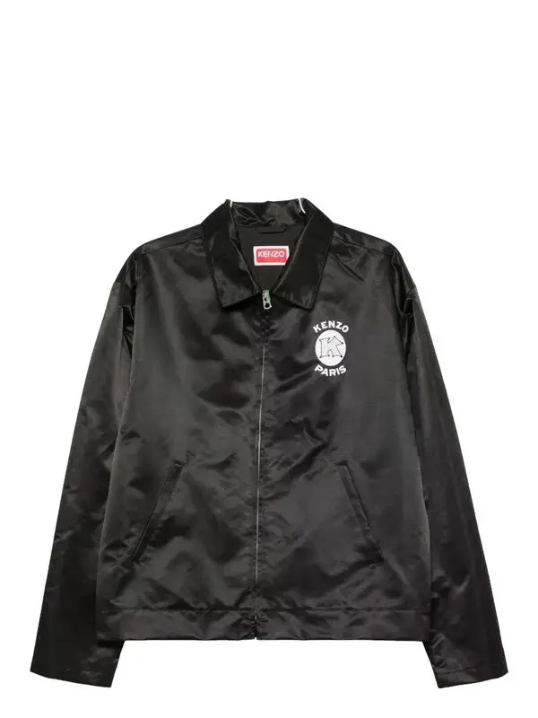 Kenzo Logo Print Satin Bomber Jacket - Black