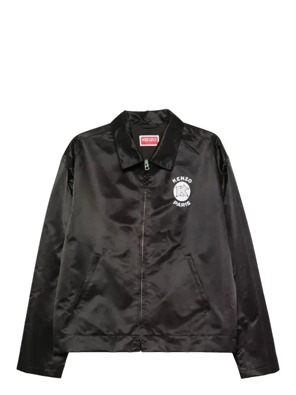 Kenzo Logo Print Satin Bomber Jacket - Black
