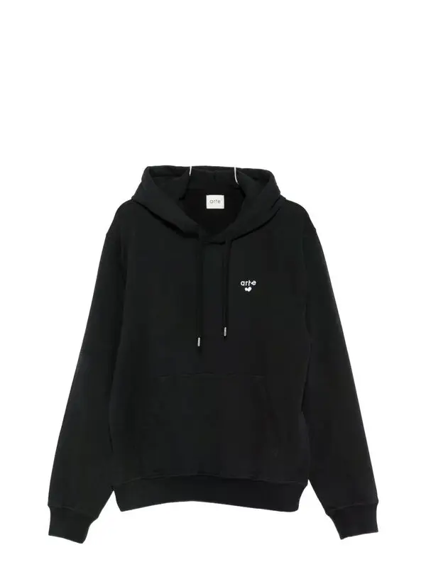 ARTE ANTWERP Logo Embroidered Drawstring Hoodie - Black