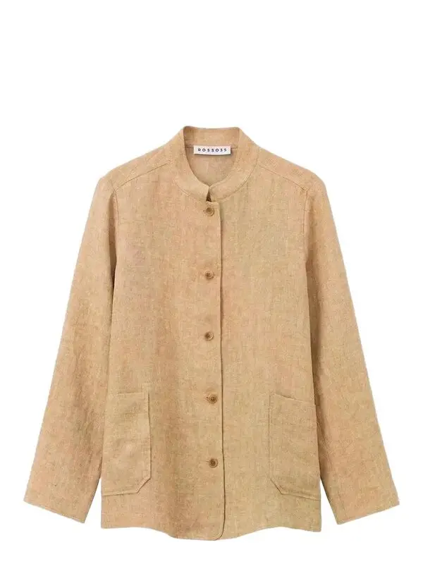 ROSSO 35 Mandarin Collar Patch Pocket Jacket - Neutrals