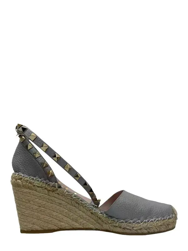 Valentino Garavani Rockstud Espadrille Wedge Pumps - Grey
