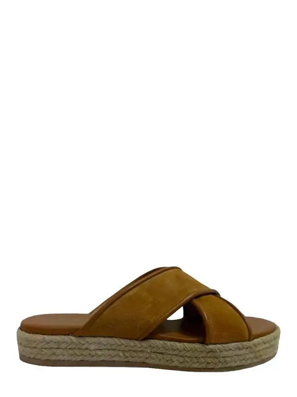 GIANVITO ROSSI Suede Criss-cross Strap Espadrille Sandals - Brown