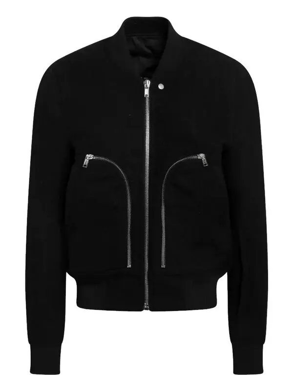 Rick Owens Bomber Jacket With Zip Details - Black