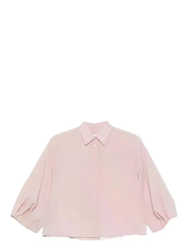 XACUS Puff-sleeve Cropped Shirt - Pink