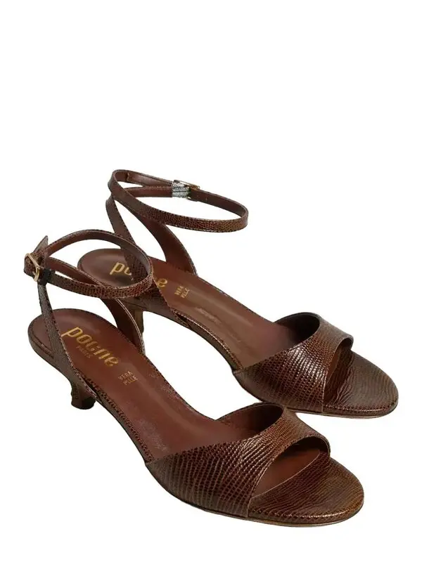 POCHE PARIS Lizard-effect Buckle-fastening Sandals - Brown
