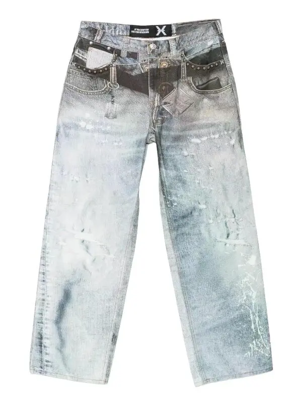 John Richmond Trompe L'oeil Paint-splatter Trousers - Blue