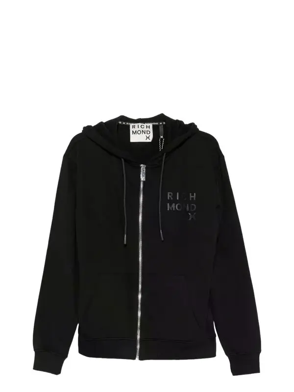 John Richmond Logo Print Zip-up Hoodie - Black