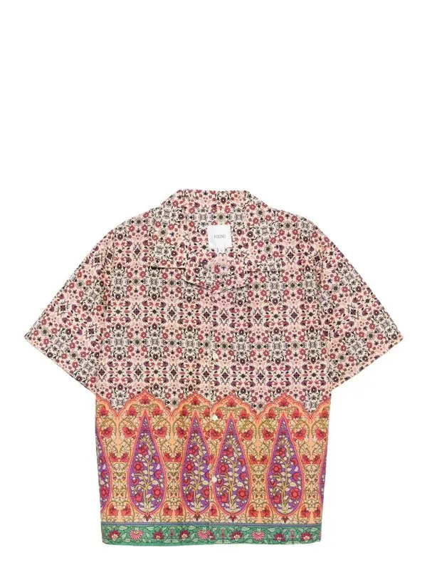 FOUND Paisley-print Short-sleeve Shirt - Neutrals