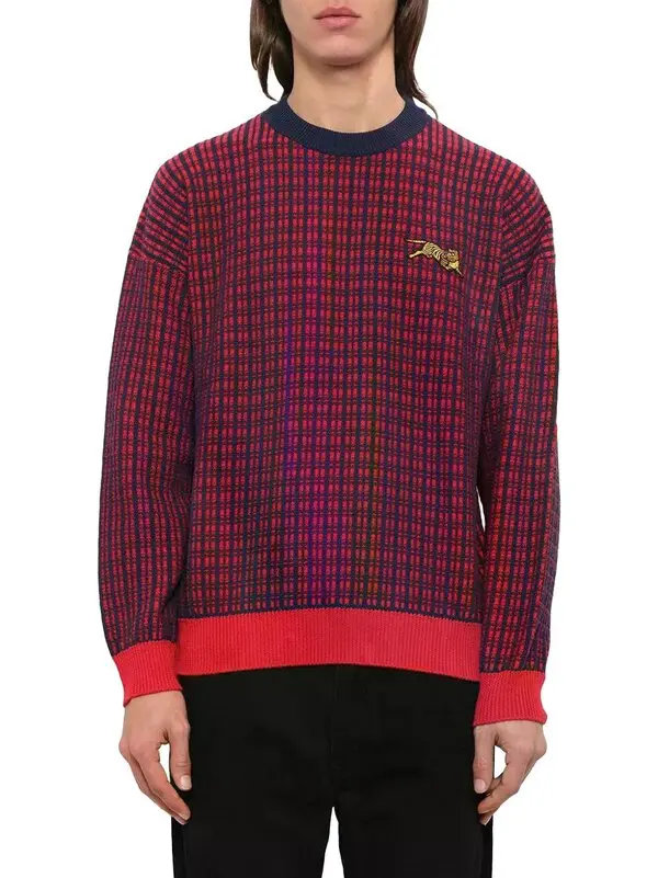 Kenzo Check Knit Sweater - Red