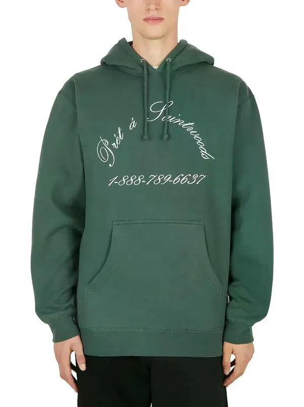 SAINTWOODS Lettering Embroidered Hoodie - Green
