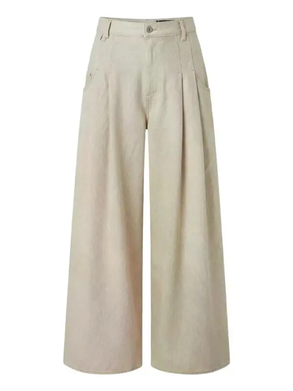 Jacquemus Light Beige Pleated Wide-leg Jeans - Neutrals