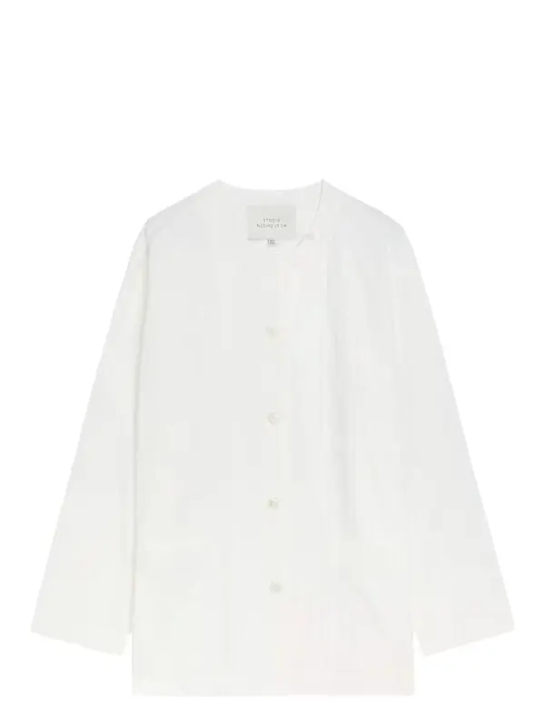 Studio Nicholson Collarless Patch-pocket Shirt - White