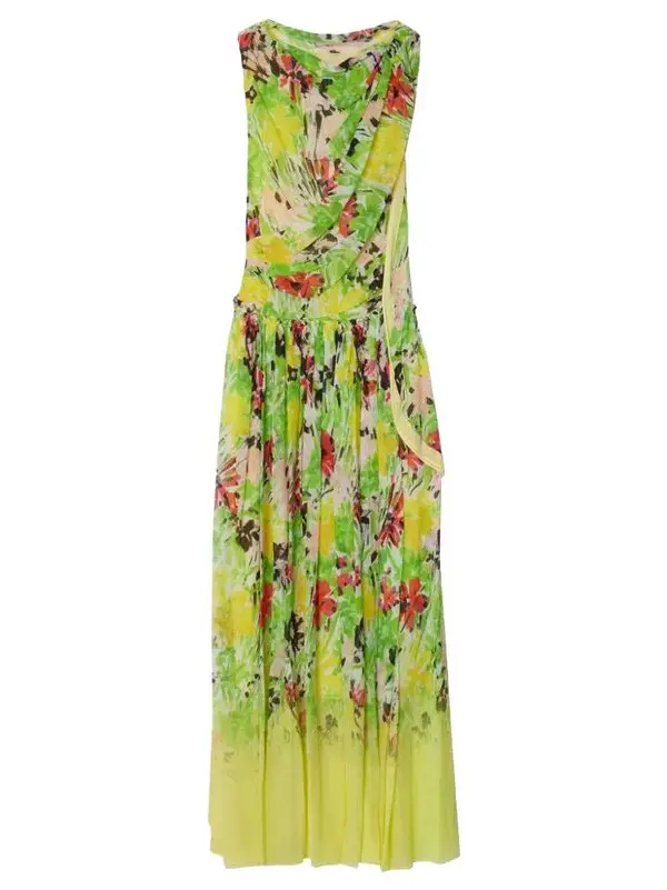 3.1 Phillip Lim Floral Print Draped Midi Dress - Yellow
