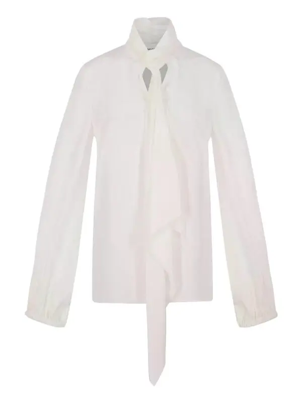 PHAEONIA Phaenonia Tie Neck Long Sleeve Blouse - White