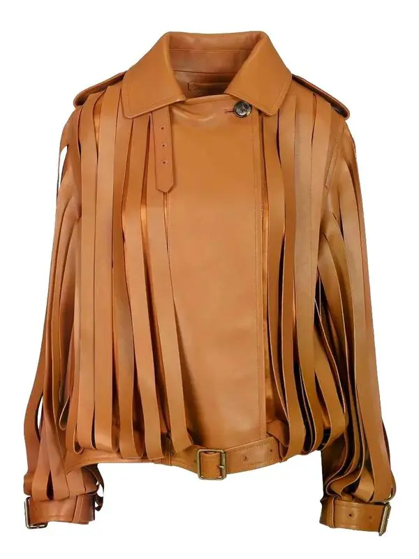 Loewe Fringed Leather Jacket - Orange