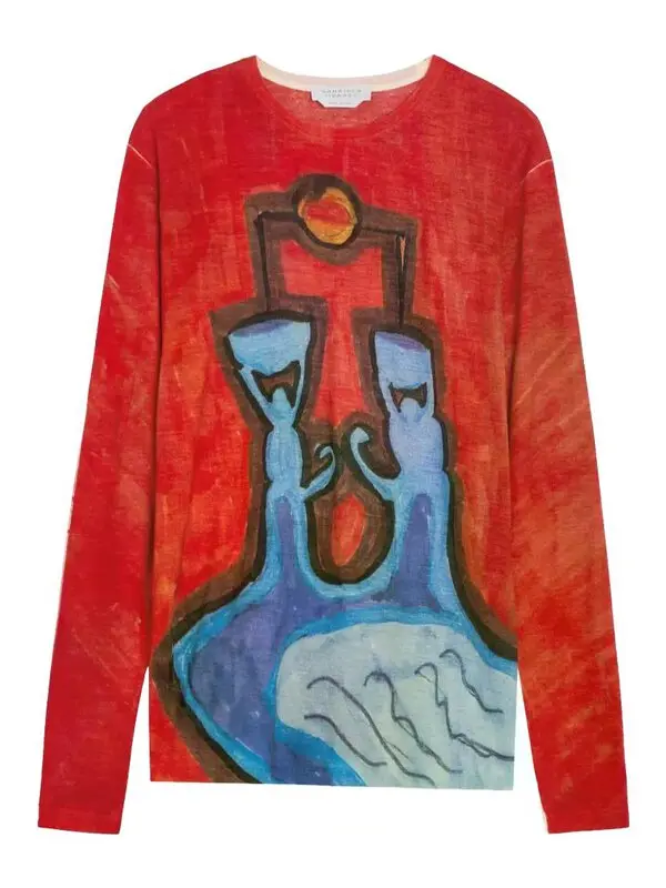 Gabriela Hearst Isaro Graphic Print Long Sleeve T-shirt - Red