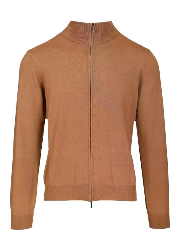 AL DUCA D’AOSTA 1902 Zip-up Ribbed Trim Sweater - Brown