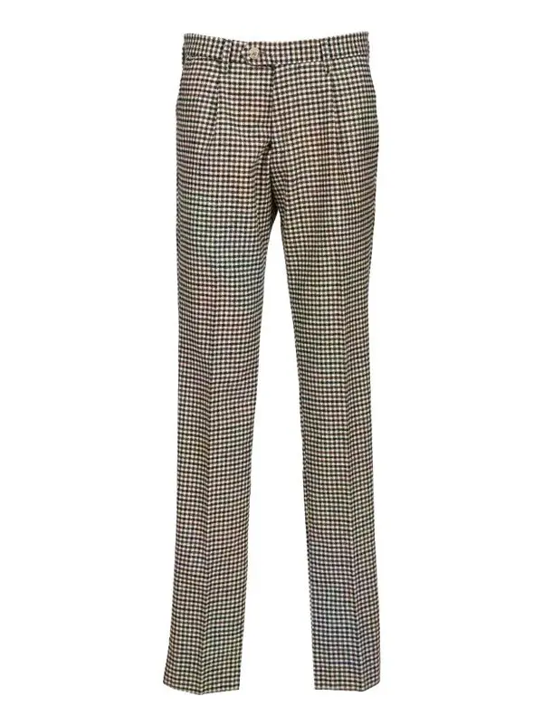 AL DUCA D’AOSTA 1902 Check-pattern Pleated Trousers - Brown