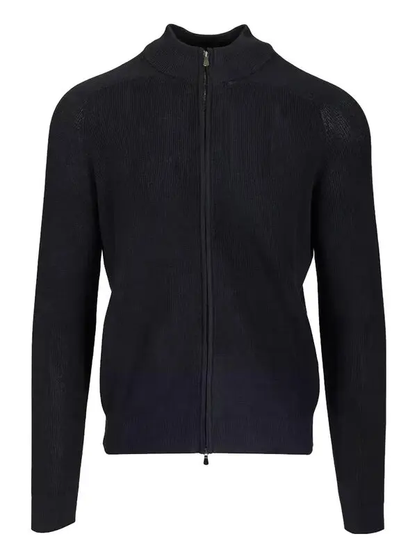 AL DUCA D’AOSTA 1902 Zip-up Ribbed Knit Cardigan - Blue