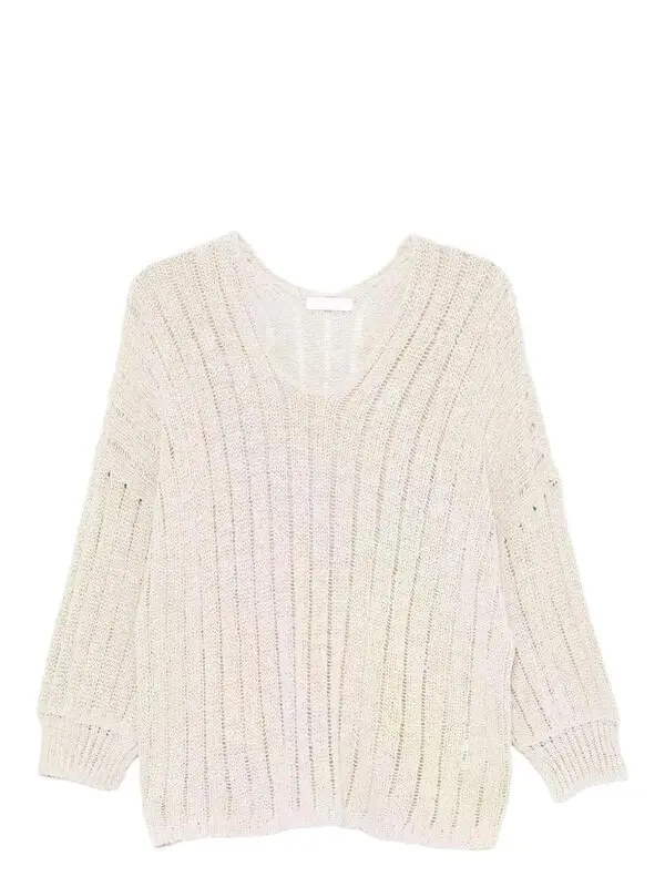 Fedeli Open-knit V-neck Sweater - Neutrals