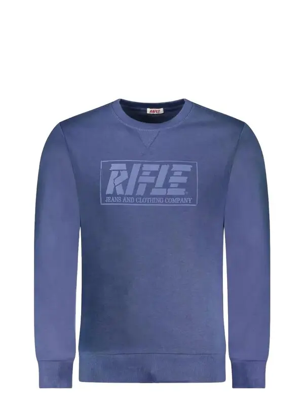 RIFLE Logo Print Cotton Sweater - Blue