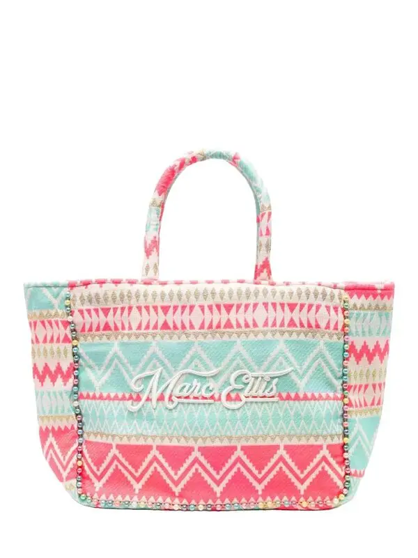 MARC ELLIS Geometric Pattern Bead-embellished Shoulder Bag - Pink