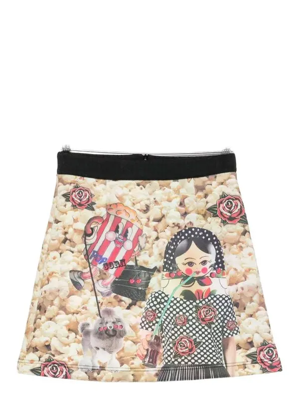 The Artistylist A-line Mini Skirt With Popcorn Print - Neutrals