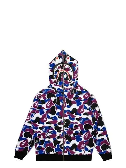 A BATHING APE Hk 20th Anniversary Reversible Shark Full Zip Hoodie - Black