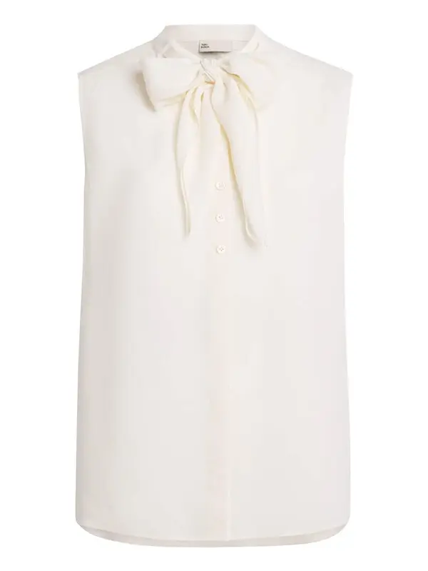 Tory Burch Sleeveless Bow Blouse - Ivory