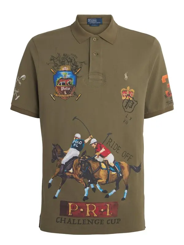 Polo Ralph Lauren Cotton Equestrian Print Polo Shirt - Green