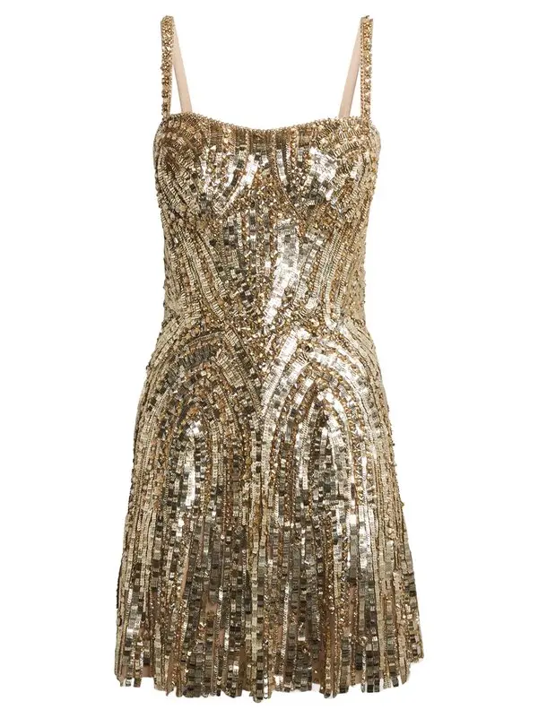 Jenny Packham Embellished Rebecca Mini Dress - Gold
