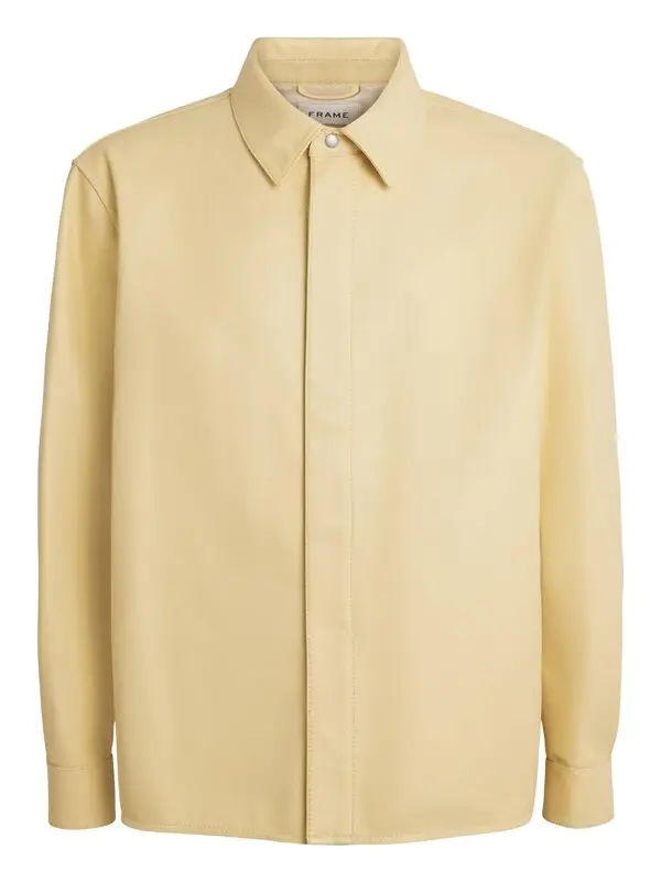 FRAME Leather Zip-up Overshirt - Yellow