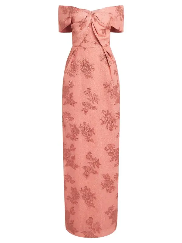 Rebecca Vallance Floral Off-the-shoulder Gown - Pink