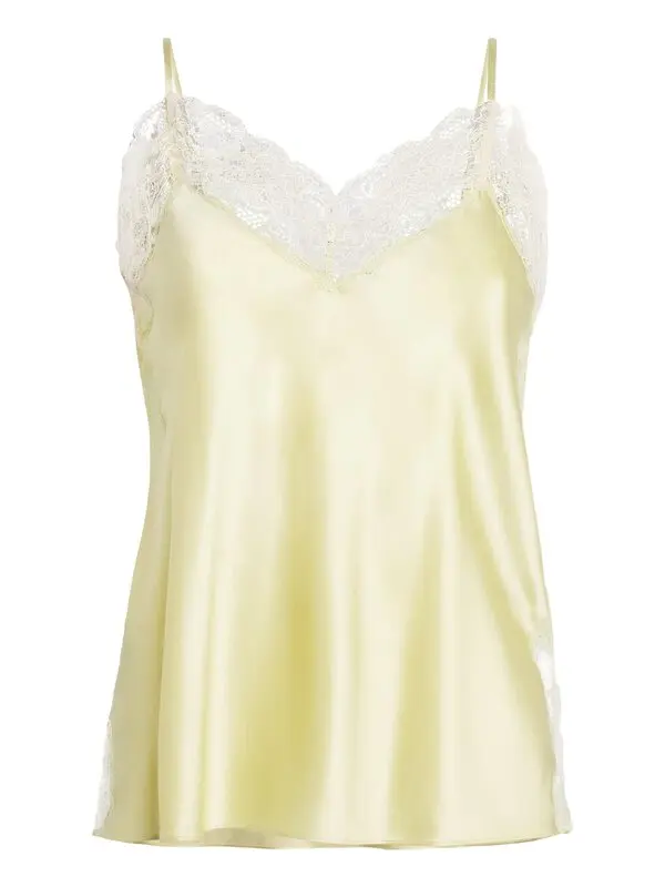 Veronica Beard Silk-blend Camisole Top With Lace Trim - Green